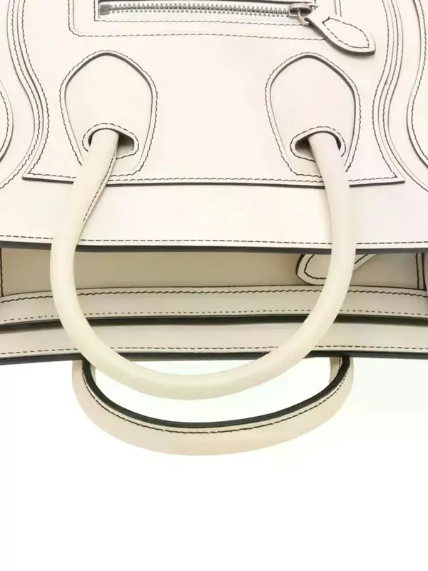 Celine 2000-2026 Nano Leather Luggage Tote Satchel - White