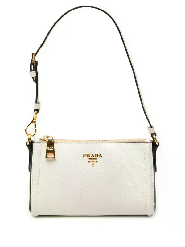 Prada 2010-2026 Saffiano Lux Pochette Shoulder Bag - White
