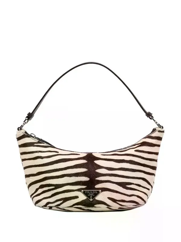 Prada 2013-2026 Calf Hair Zebra Print Cavallino Handbag - White