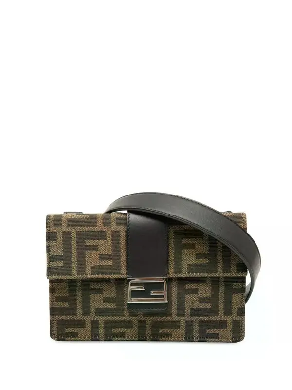Fendi 2010-2026 Zucca Canvas Convertible Baguette Pouch Crossbody Bag - Brown