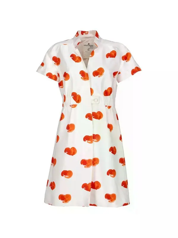 COURREGES Heart-print Belted Mini Dress - White
