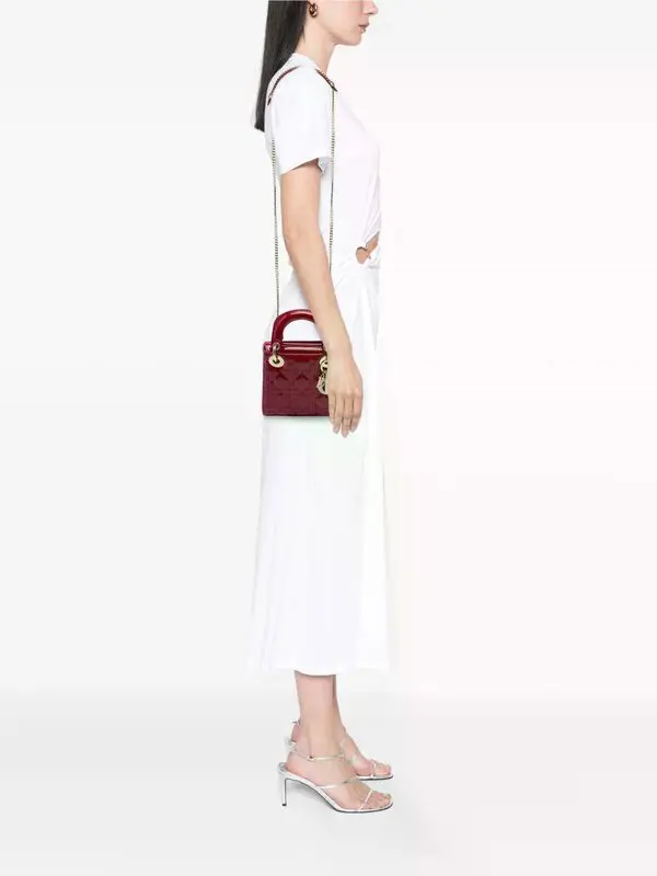Dior Mini Patent Cannage Lady Satchel - Red