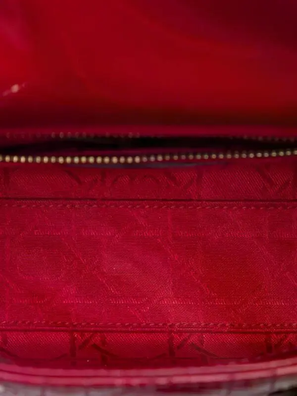 Dior Mini Patent Cannage Lady Satchel - Red