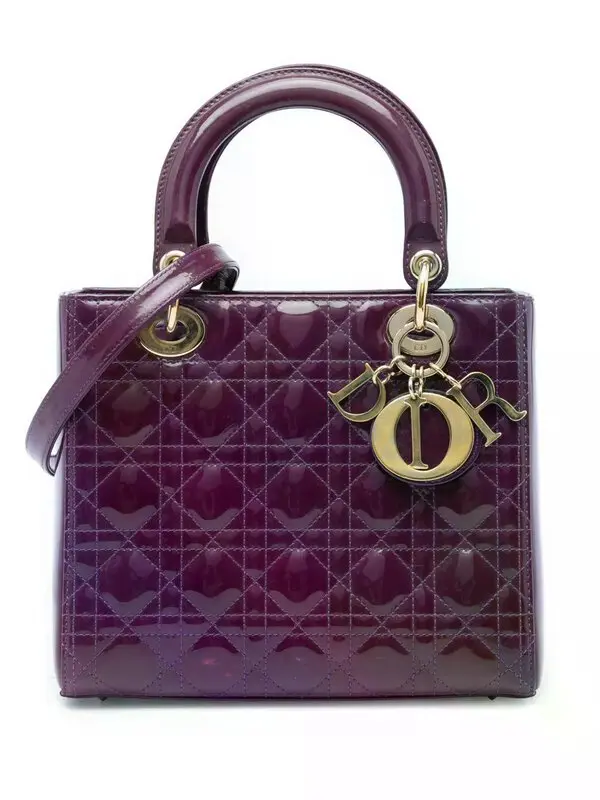 Dior 2012 Medium Patent Cannage Lady Satchel - Purple