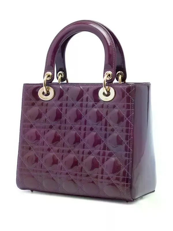 Dior Patent Cannage Lady Satchel - Purple