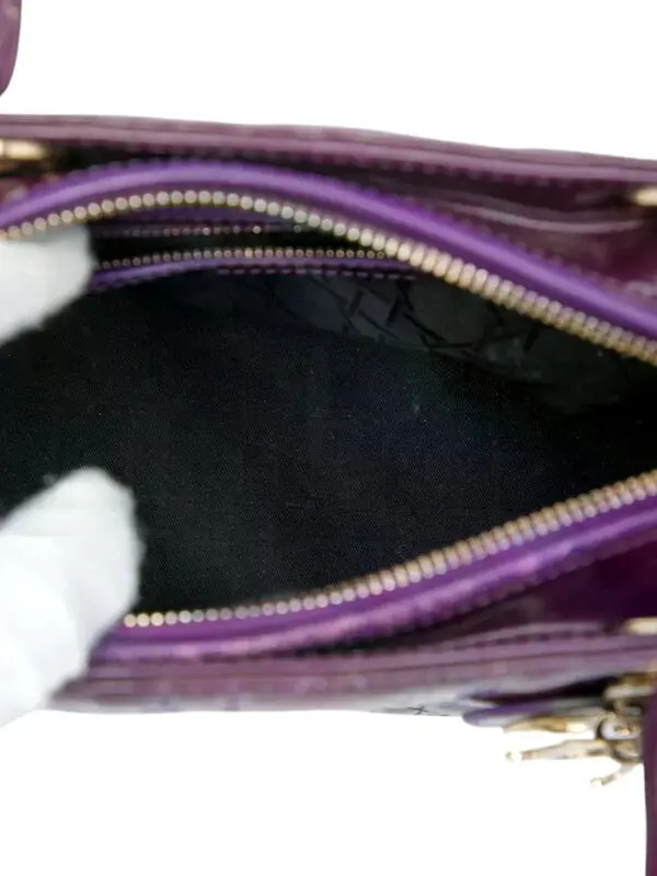 Dior Patent Cannage Lady Satchel - Purple