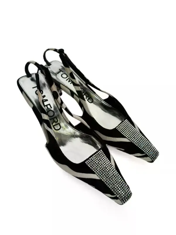 TOM FORD Zebra Print Slingback Pumps - Black