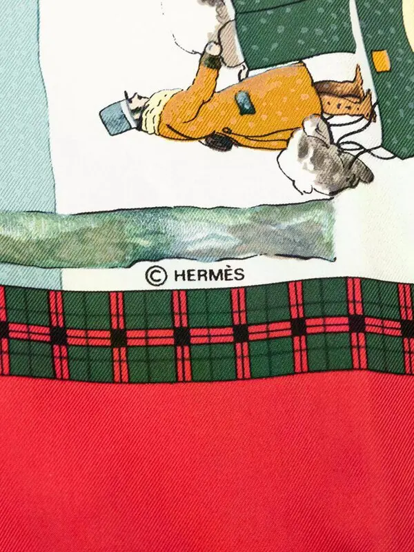 Hermès 1975 L Hiver En Poste Silk Scarf 90 Scarves - White