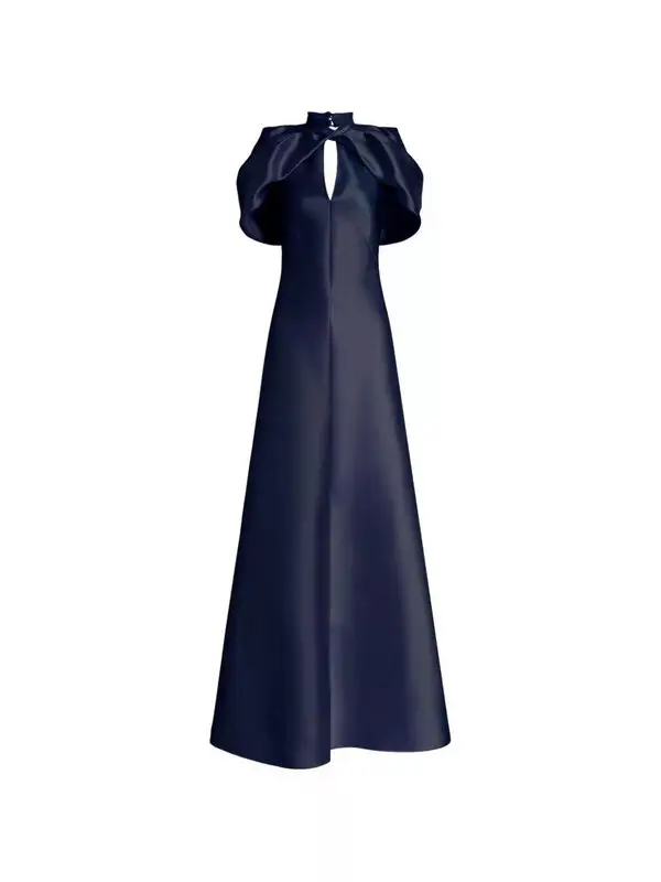 Alberta Ferretti Cut-out Cape-sleeves Maxi Dress - Blue