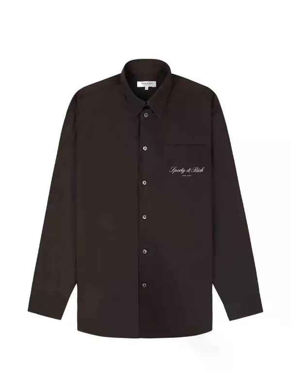 SPORTY & RICH Logo-print Oversized Shirt - Brown