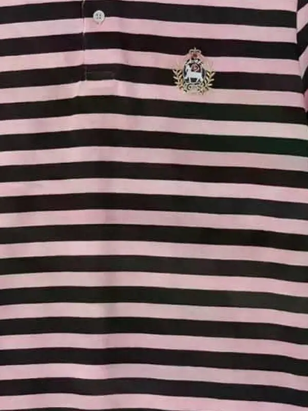 JOHNNY LAMBS Striped Embroidered-crest Polo Shirt - Pink