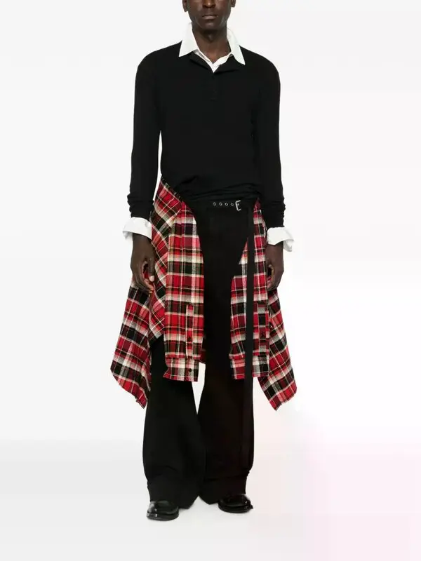 ANN DEMEULEMEESTER Plaid-panel Belted Skirt