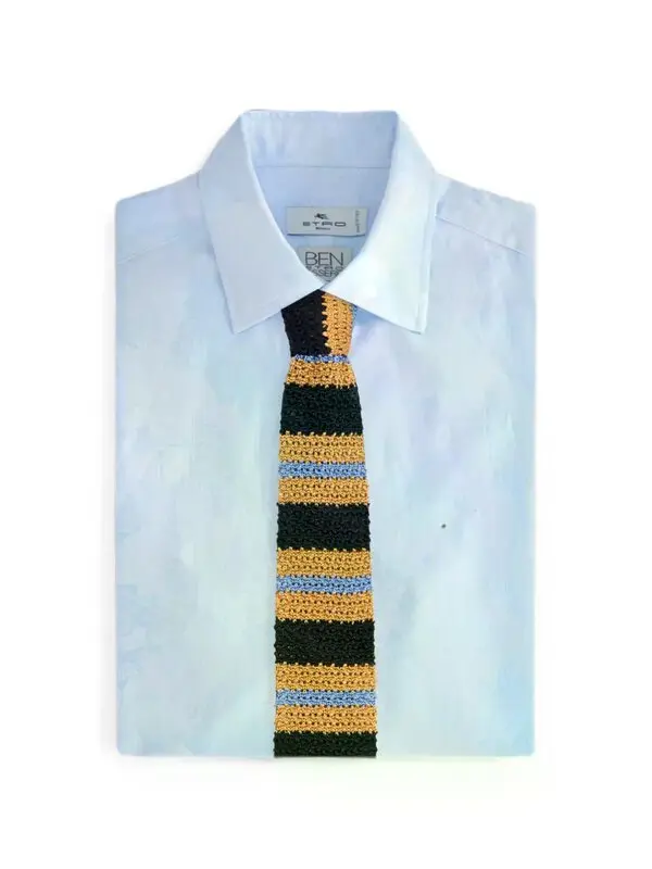 Etro Knit Silk Tie With Stripes And Pegaso