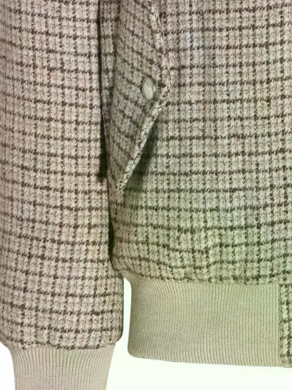 Eleventy Checked-pattern Shearling-collar Jacket