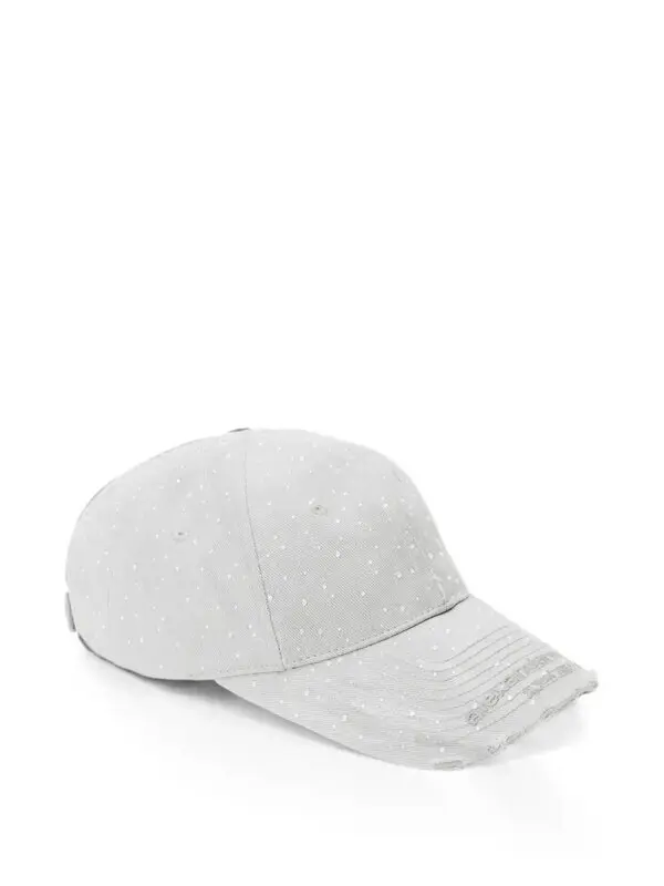 Alexander Wang Crystal-embellished Distressed Baseball Cap - Grey