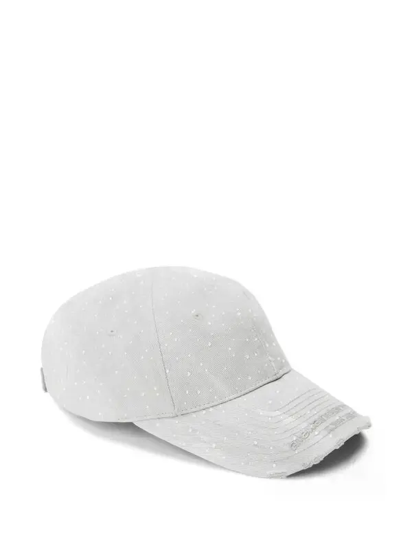 Alexander Wang Crystal-embellished Distressed Baseball Cap - Grey