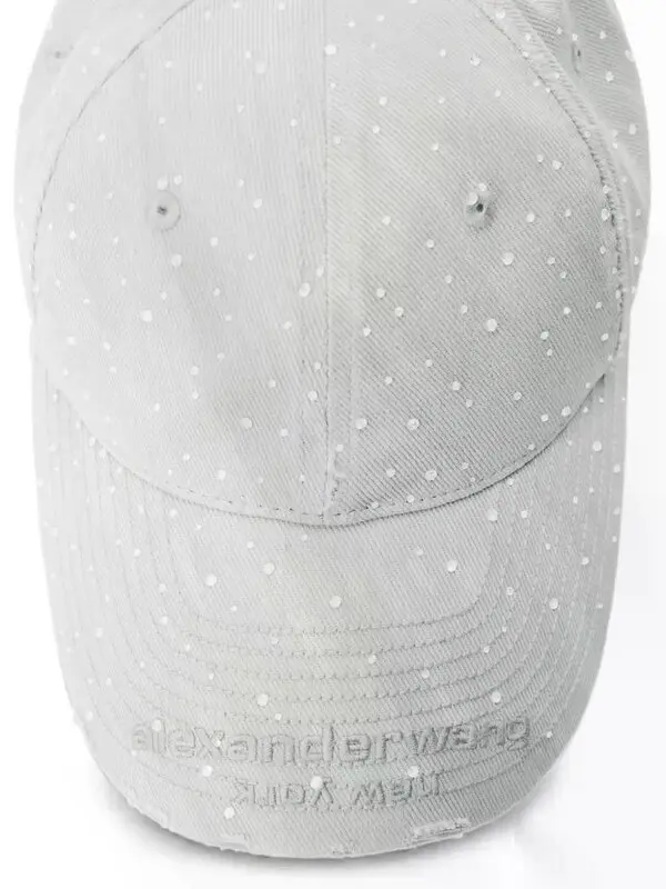 Alexander Wang Crystal-embellished Distressed Baseball Cap
