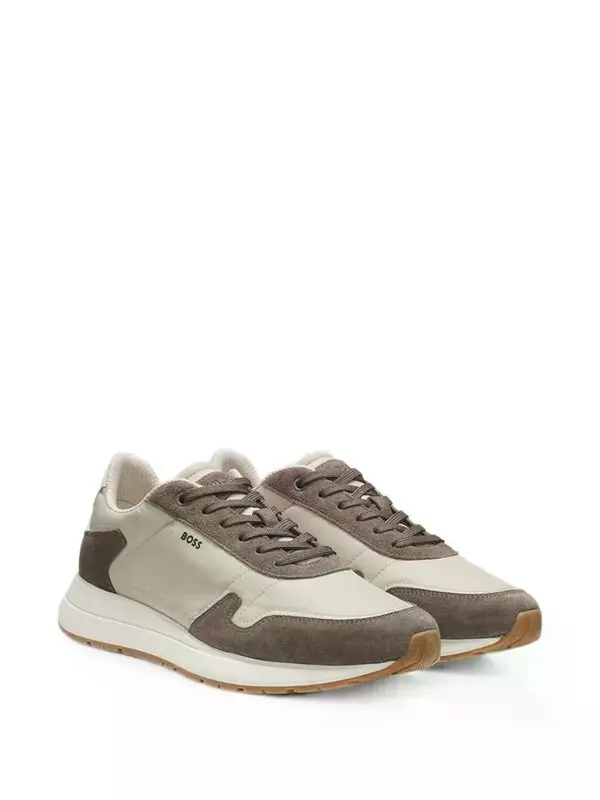 BOSS Vinston Runn Lace-up Sneakers With Suede Trims - Neutrals