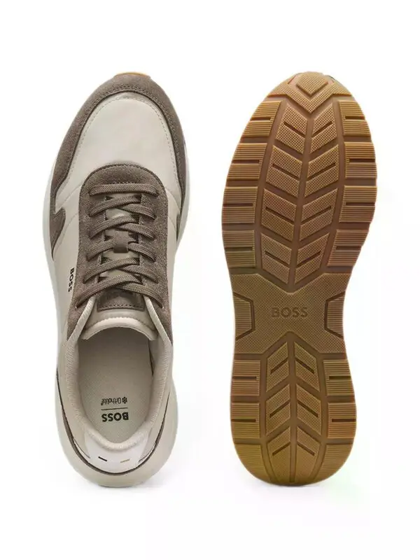 BOSS Vinston Runn Lace-up Sneakers With Suede Trims - Neutrals