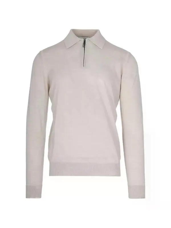 PAOLO PECORA Zip-fastening Wool Polo Shirt - Neutrals