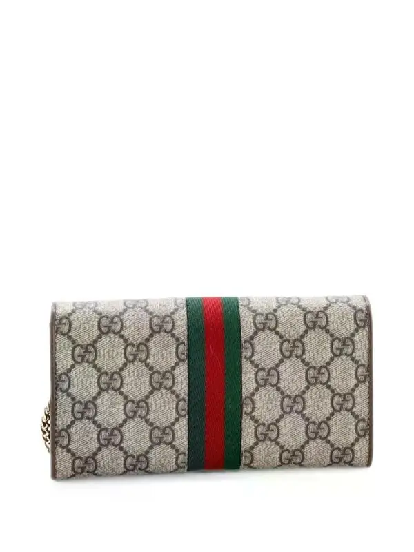 Gucci Ophidia Chain Wallet Gg Coated Canvas Crossbody Bag - Brown