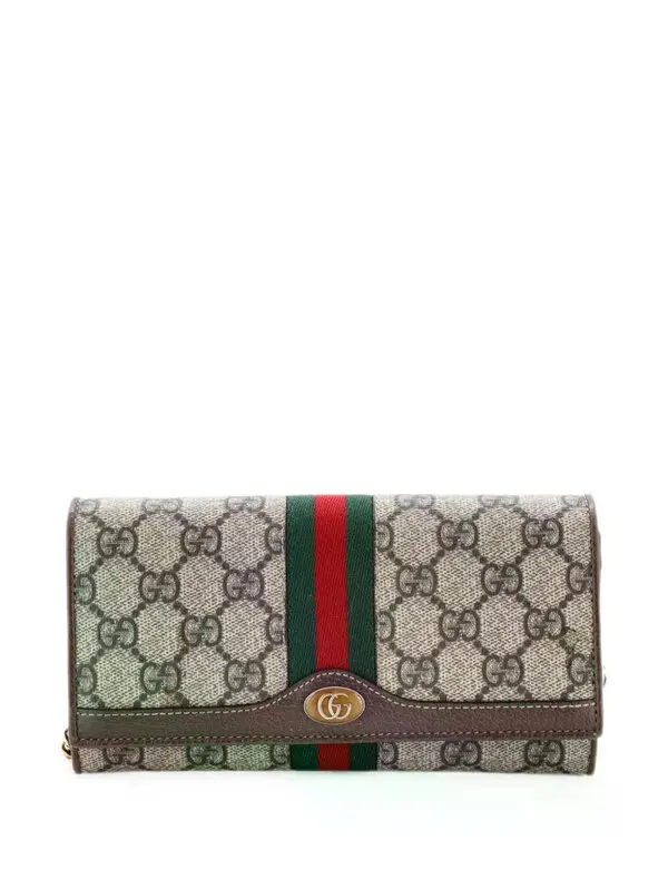Gucci Ophidia Chain Wallet Gg Coated Canvas Crossbody Bag - Brown