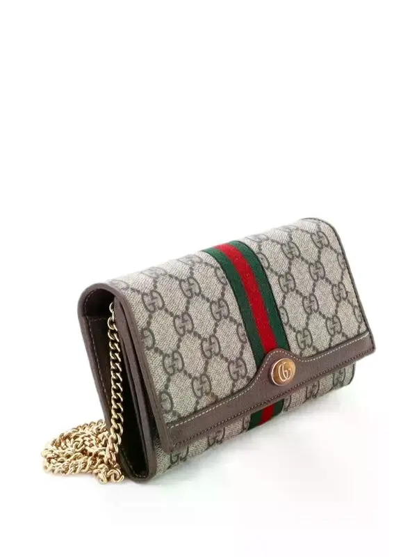 Gucci Ophidia Chain Wallet Gg Coated Canvas Crossbody Bag