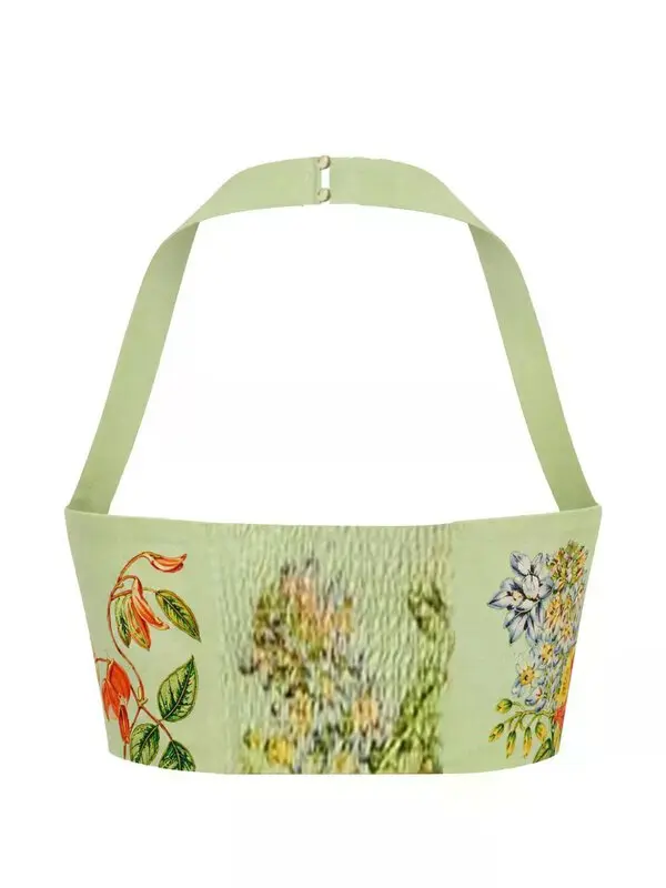 Hemant & Nandita Floral Print Halterneck Top - Green