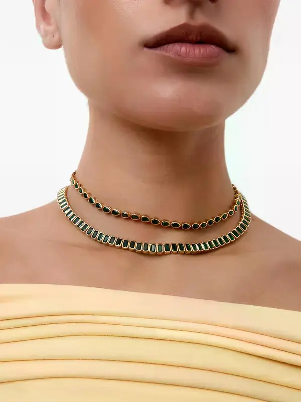LADY D WORLD Emerald-cut Crystal Tennis Necklace In -tone