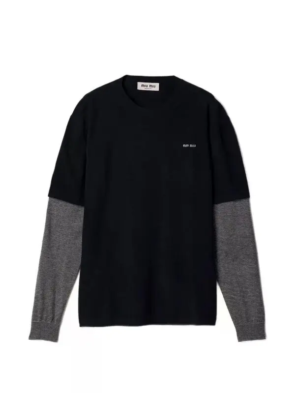 Miu Miu Layered Striped-sleeve Sweater - Blue