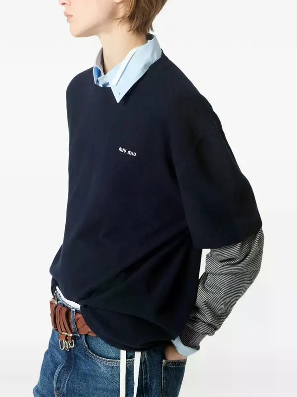 Miu Miu Wool And Cashmere Sweater With Layered Stripe Effect