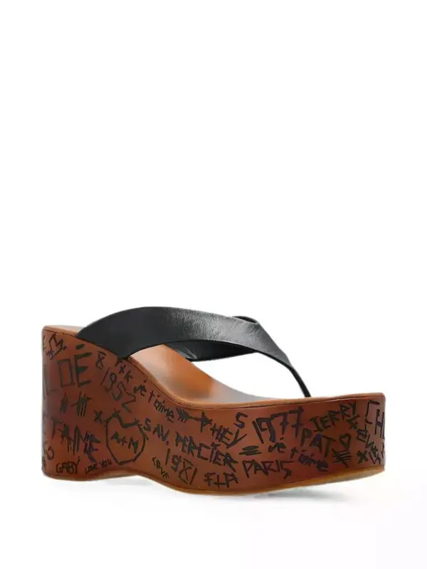 Chloé Maxime Graffiti-print Wedge Sandals - Black