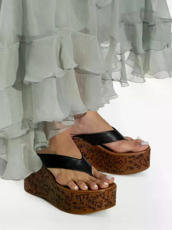 Chloé Maxime Graffiti-print Wedge Sandals