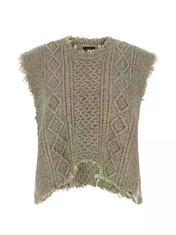 R13 Cable-knit Frayed Vest