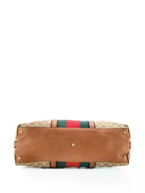 Gucci Rania Convertible Top Handle Bag Web Gg Canvas Medium Tote Bag - Brown