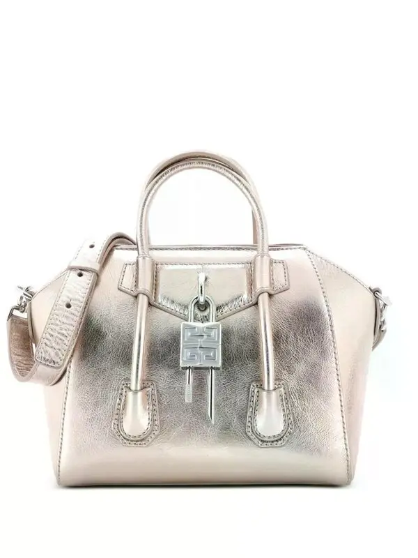 Givenchy Antigona Lock Bag Patent Mini Satchel - Gold