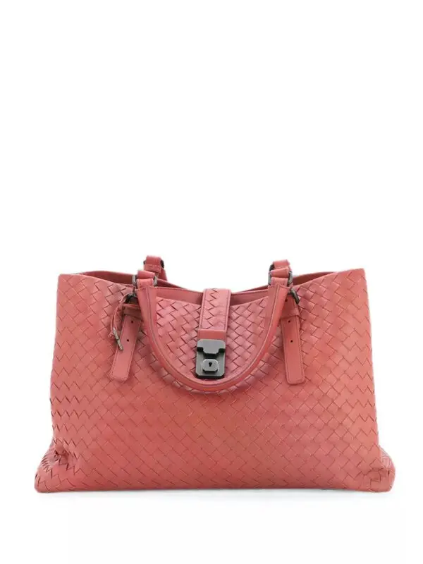 Bottega Veneta Roma Intrecciato Nappa Medium Tote Bag - Pink