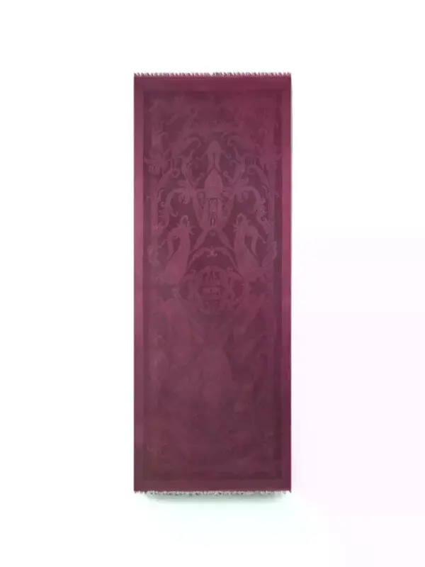 Etro Silk And Wool Jacquard Scarf With Leafy Paisley Motif - Purple
