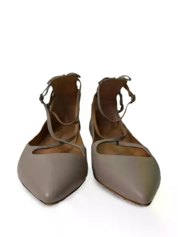 AQUAZZURA Pointed-toe Lace-up Ballet Flats