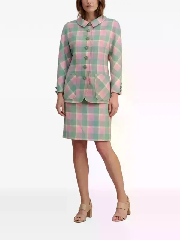 Valentino Garavani Check-print Skirt Suit - Green
