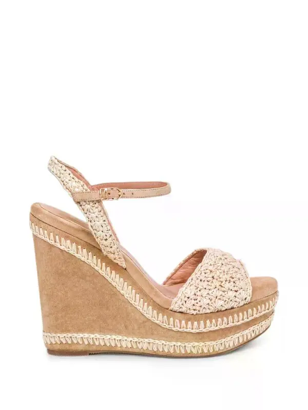 Santoni Crochet Wedge Sandals - Neutrals
