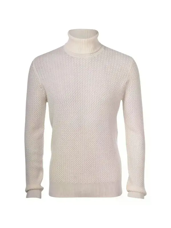 GRAN SASSO Cyclist Honeycomb-knit Roll-neck Sweater - White