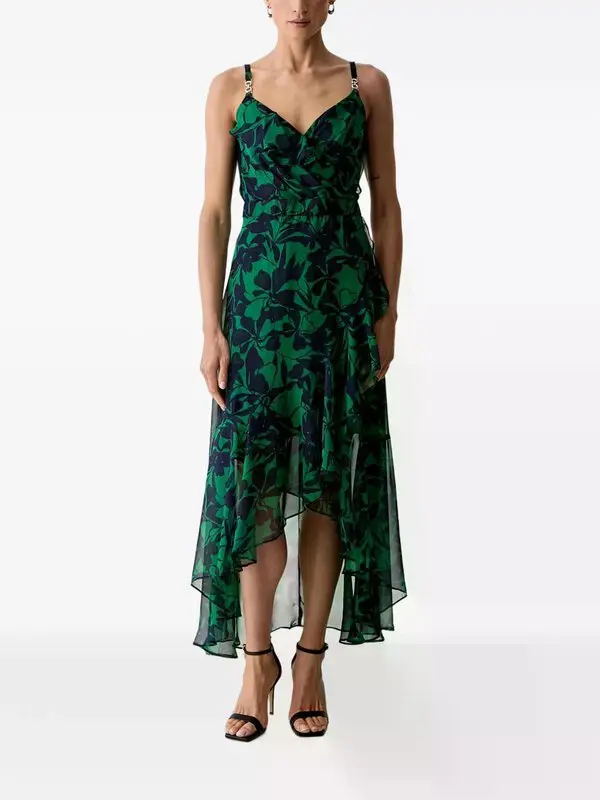 MORGAN Floral Print Asymmetrical Ruffled Dress