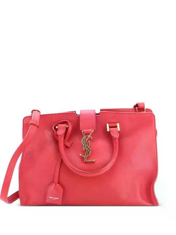 Saint Laurent Y Cabas Leather Satchel - Red