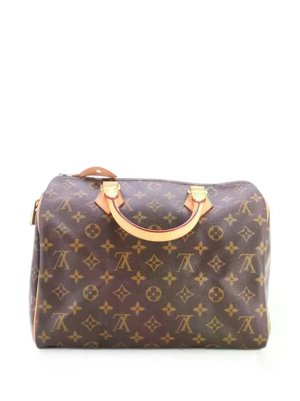 LOUIS VUITTON Speedy Handbag Monogram Canvas Satchel - Brown