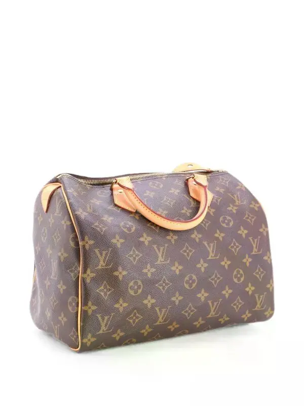 LOUIS VUITTON Speedy Handbag Monogram Canvas Satchel - Brown