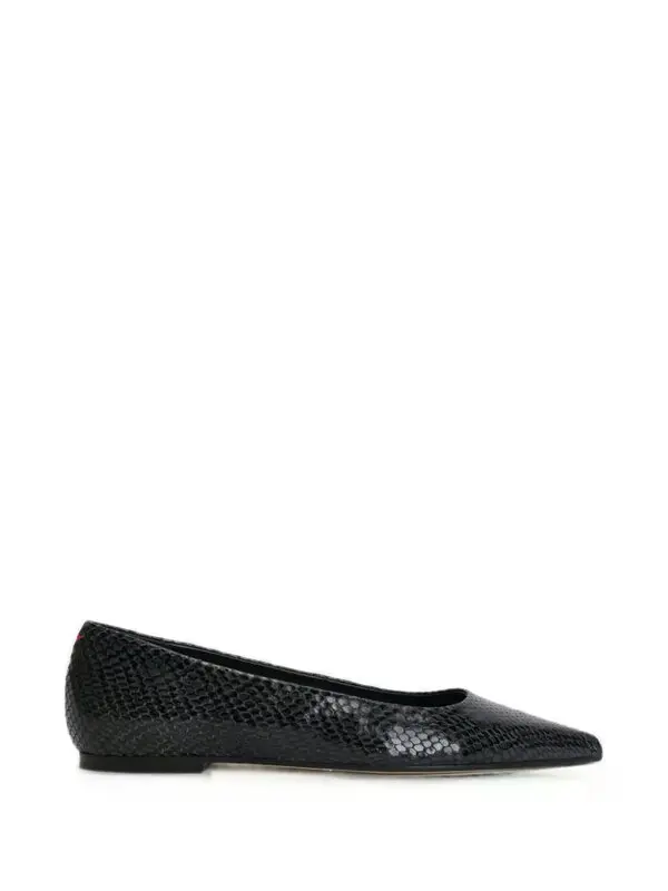 AeydĒ Cassy Mini Snakeskin-effect Ballet Flats - Black