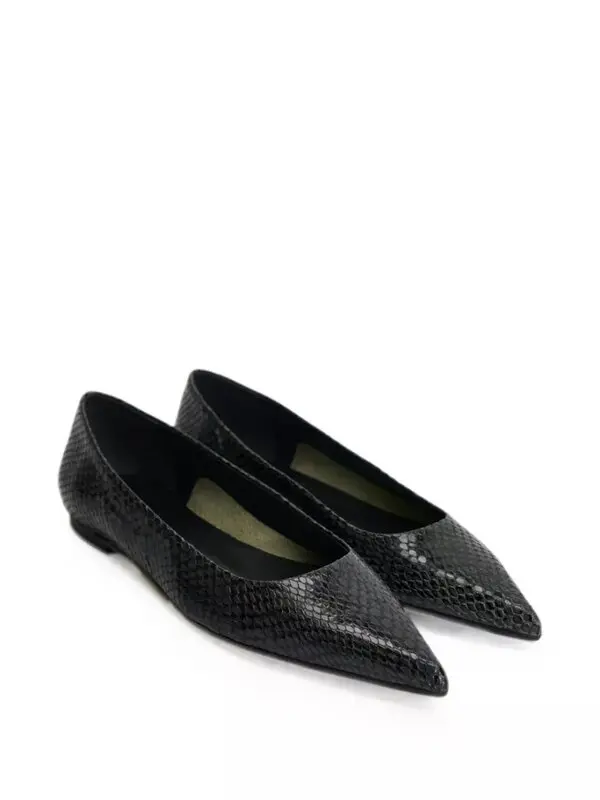 AeydĒ Cassy Mini Snakeskin-effect Ballet Flats