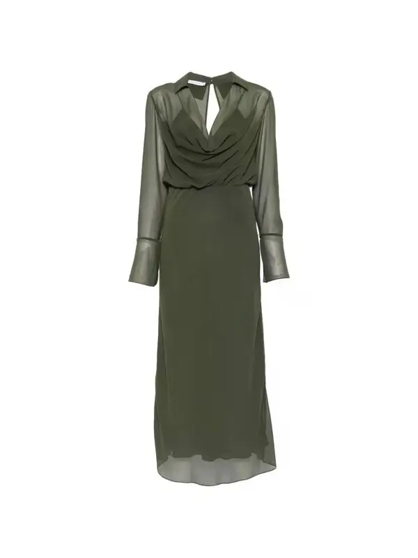 Patrizia Pepe Long Sleeve Cowl Neck Dress - Green