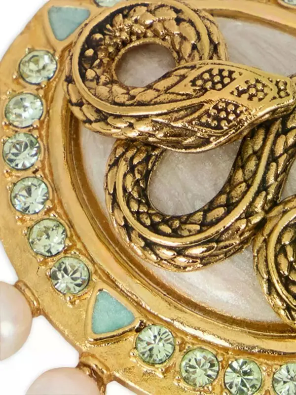 Roberto Cavalli Snake Motif Pearl-embellished Drop Earrings